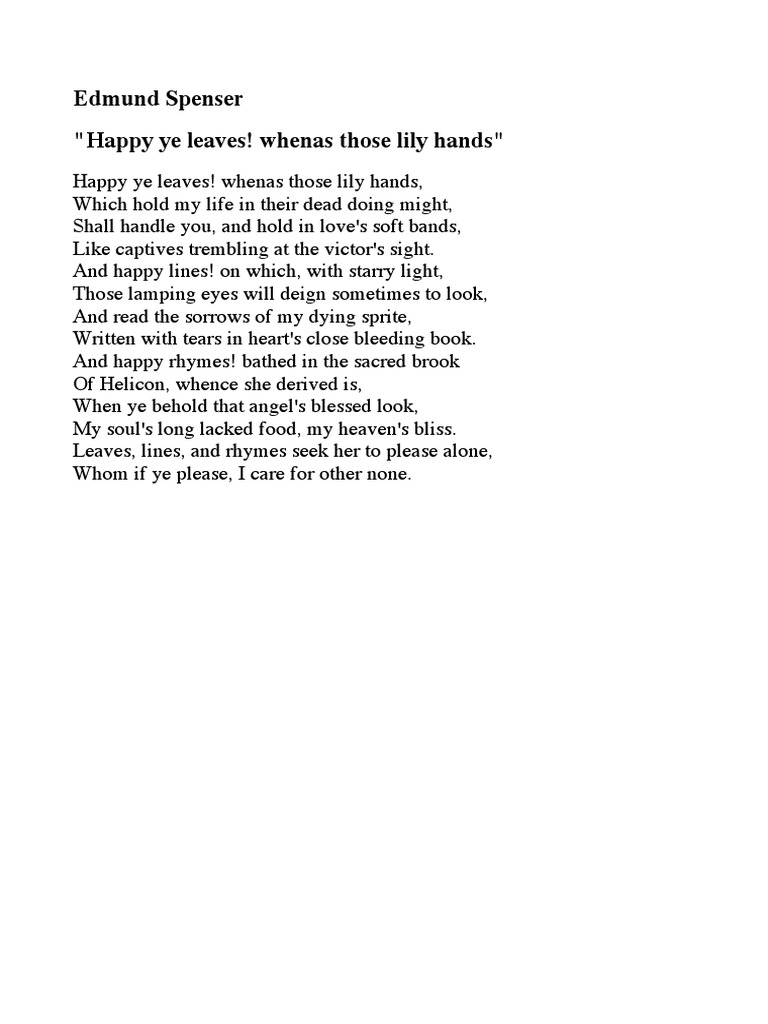 Spenser Happy Ye Leaves | PDF