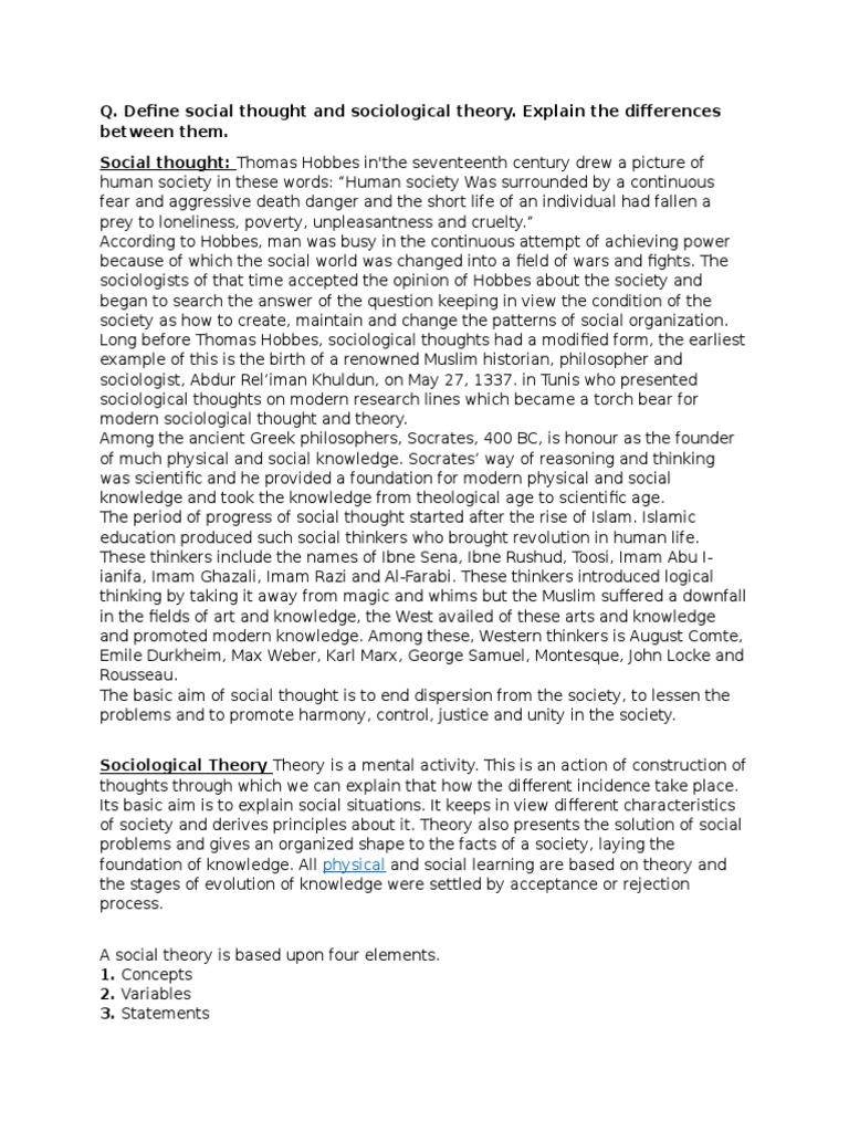 Social Thought and Sociological Theory | PDF | Sociology | Institution