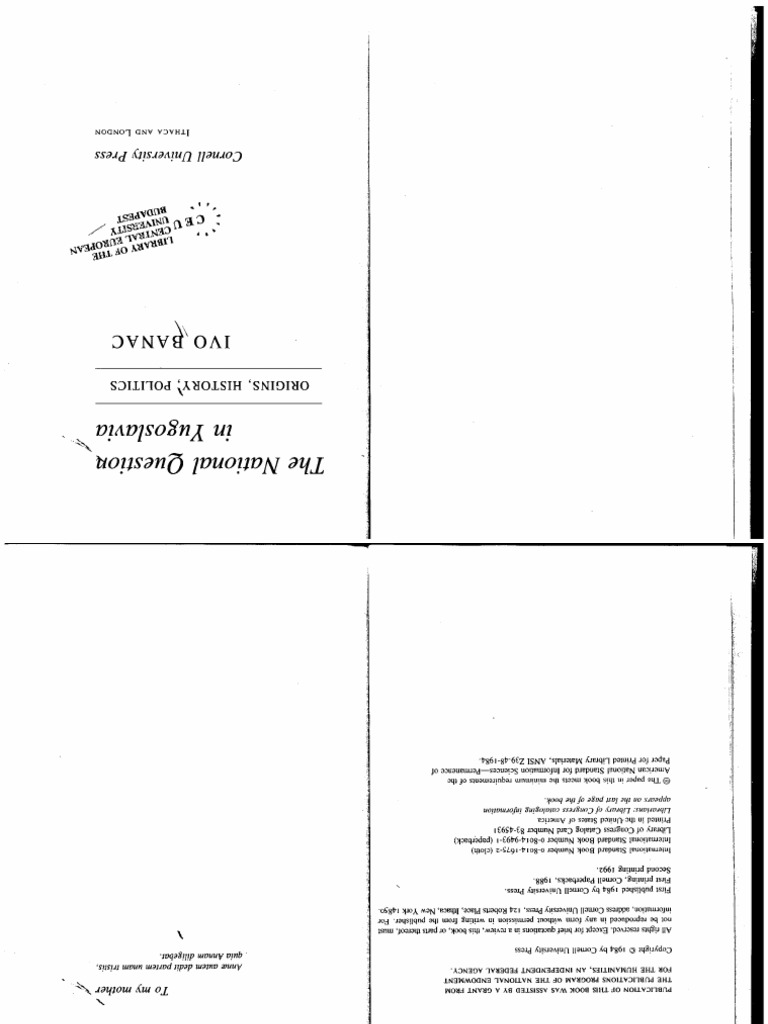 Ivo Banac-The National Question in Yugoslavia - Origins, History ...