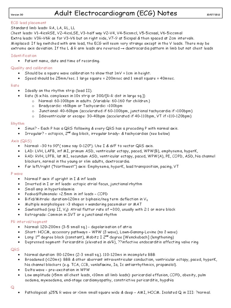 ECG Brief Notes | Download Free PDF | Electrocardiography | Cardiology