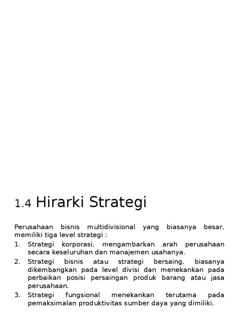 Hirarki Strategi Perusahaan Besar | PDF