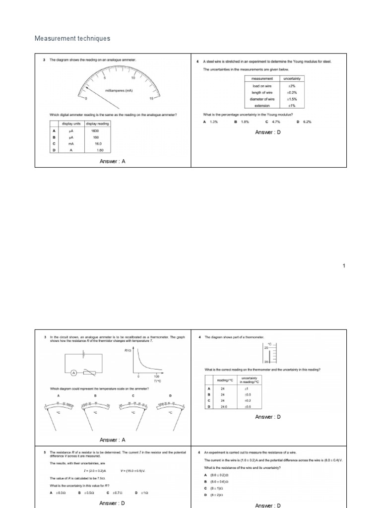Measurement Techniques: Answer: D | PDF