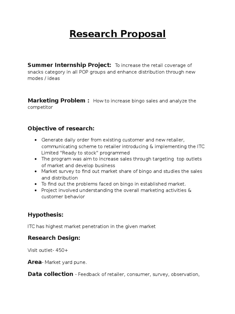 Research Proposal: Summer Internship Project | PDF