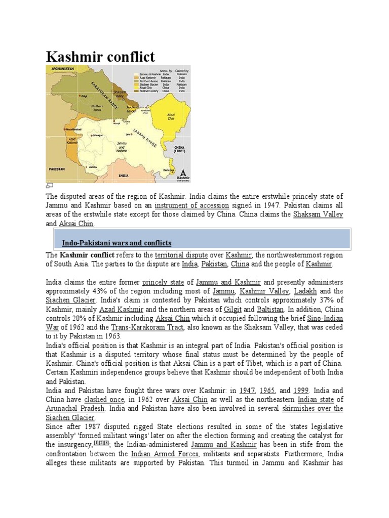 Kashmir Conflict: Indo-Pakistani Wars and Conflicts | PDF | Wide Area ...