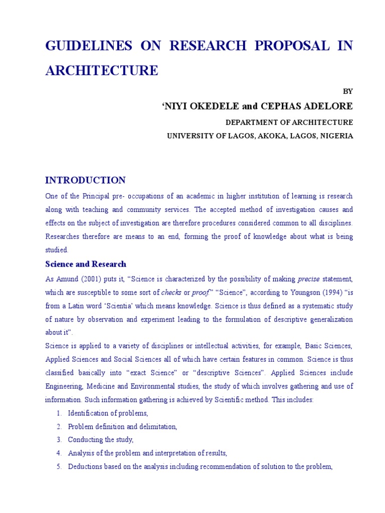 Guidelines On Research Proposal in Architecture | PDF
