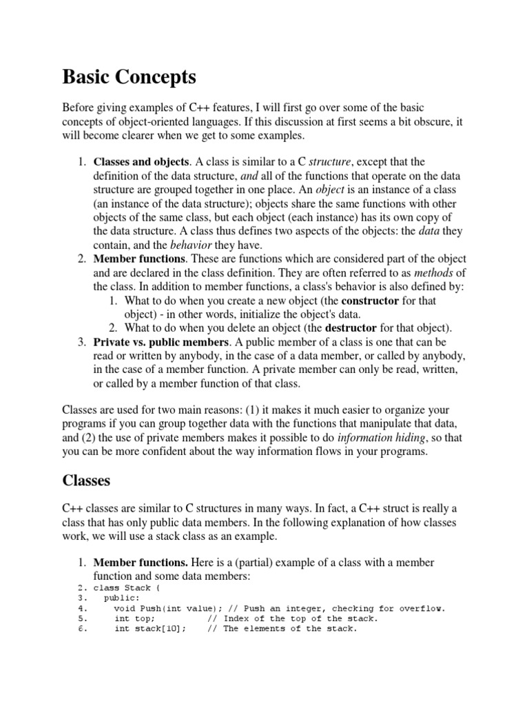 Basic Concepts C++ | Download Free PDF | Class (Computer Programming) | Subroutine