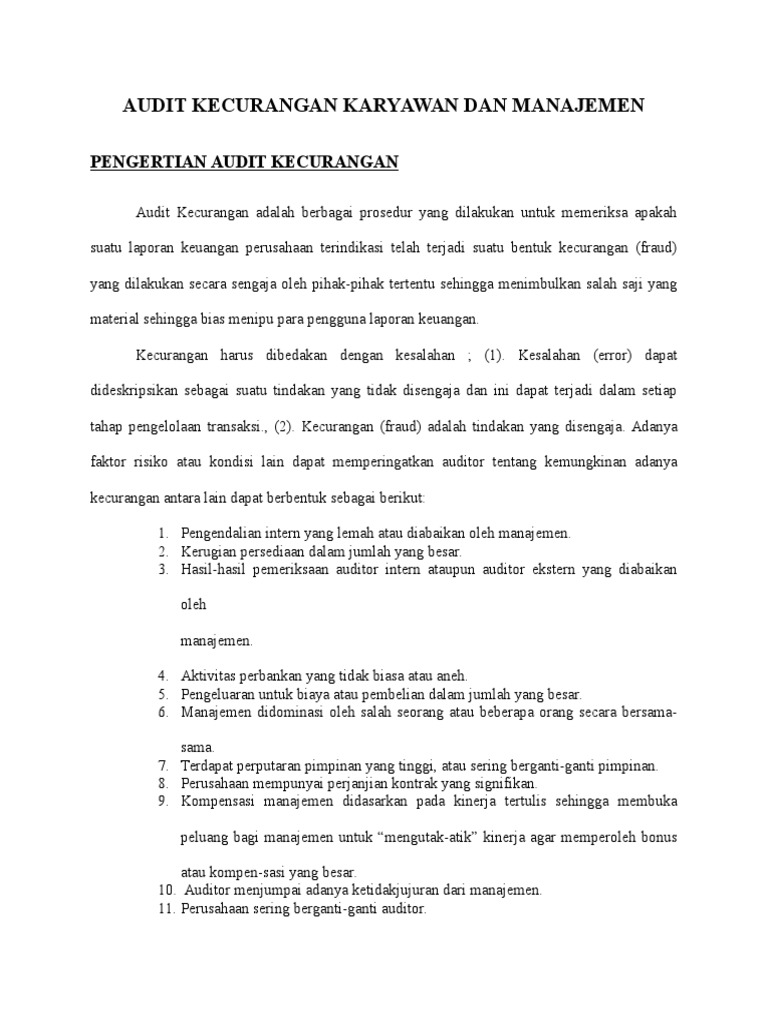 Deteksi Dan Pencegahan Kecurangan Pdf