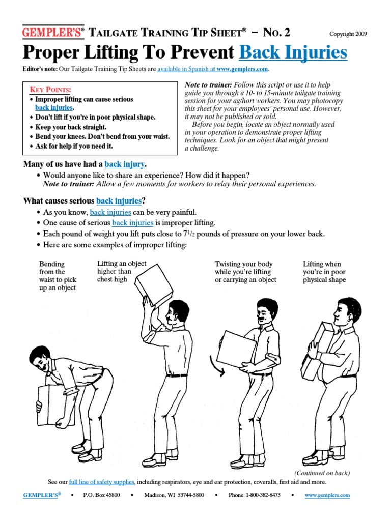 Proper Lifting Toolbox Talk | PDF | Sports