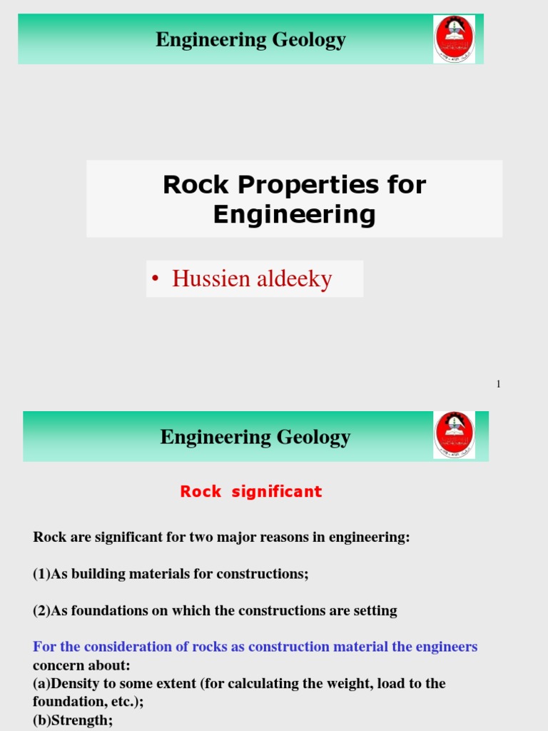 Enginnering Rock Properties | PDF | Strength Of Materials | Deformation ...