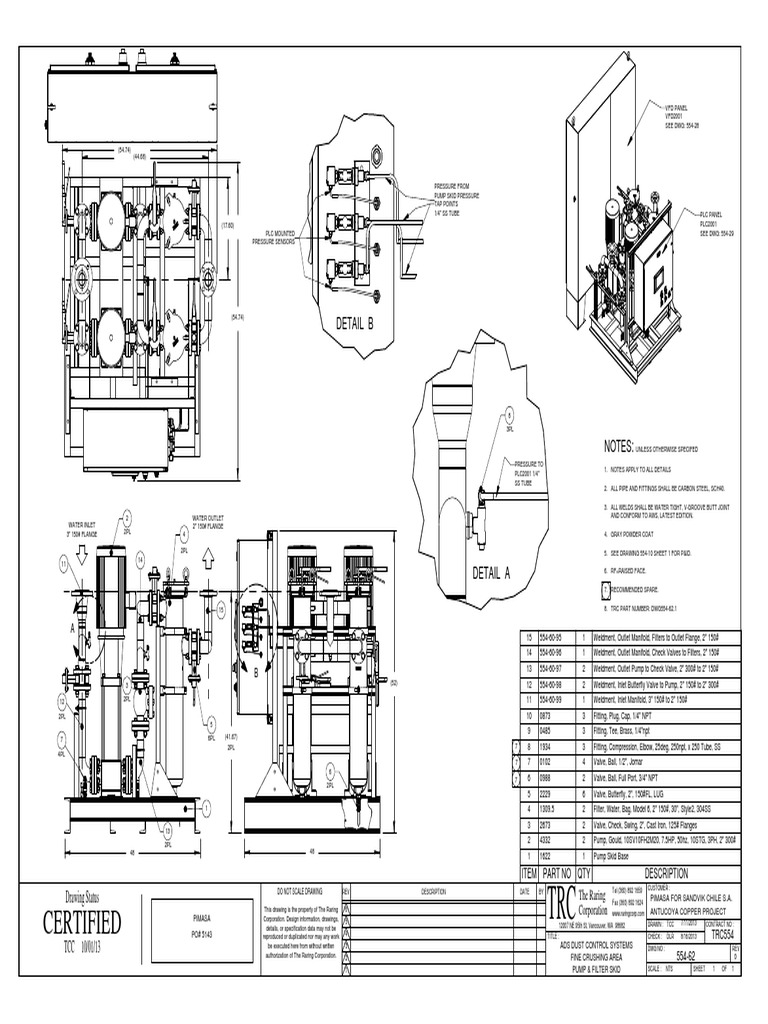 Pump and Filter Skid Assembly Drawing for Fine Crushing Area Dust ...