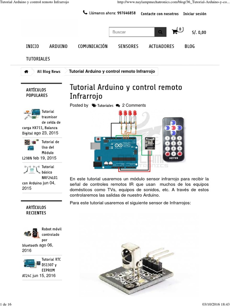 Tutorial Arduino y Control Remoto Infrarrojo | PDF | Arduino | Control ...
