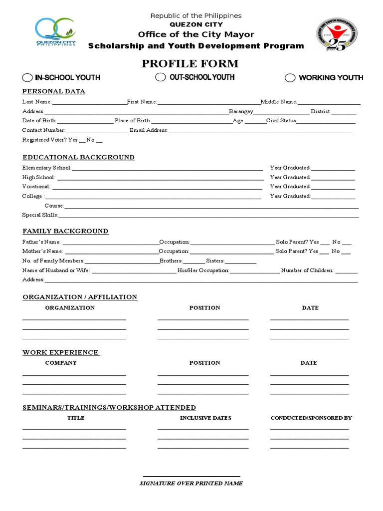 Youth Profile Form With Letter Head | PDF | Violence | Business