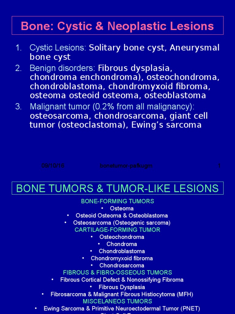Bone: Cystic & Neoplastic Lesions | PDF | Bone | Benign Tumor