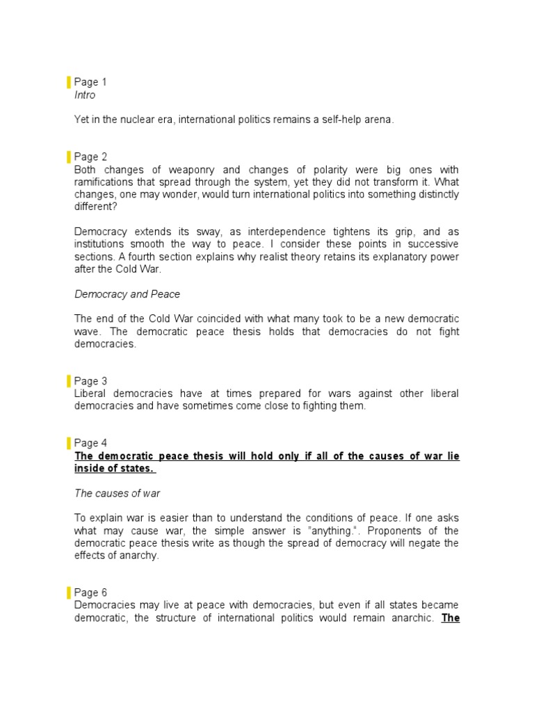 Waltz Kenneth Structural Realism After The Cold War PDF (Highlights and ...