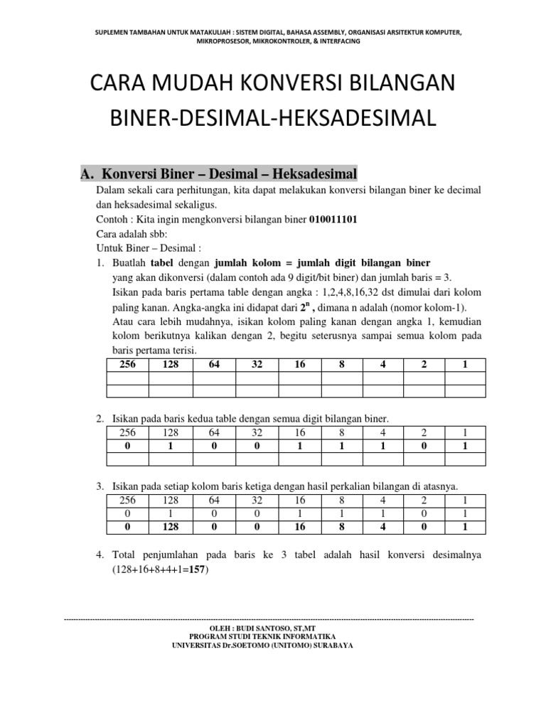 Cara Cepat Konversi Bilangan Biner | PDF | Metode & Bahan Ajar