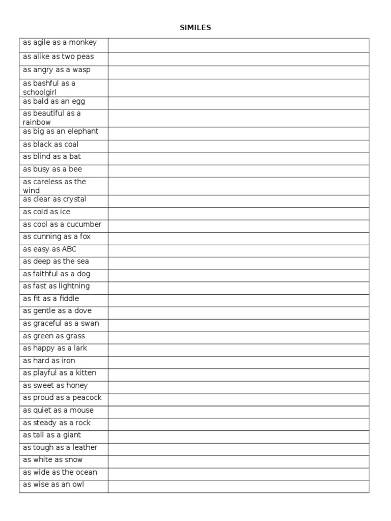 Similes and Proverbs | Nature