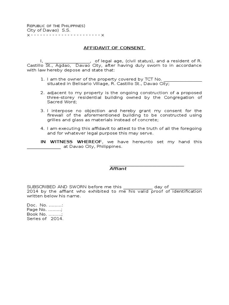 Affidavit of Consent | PDF