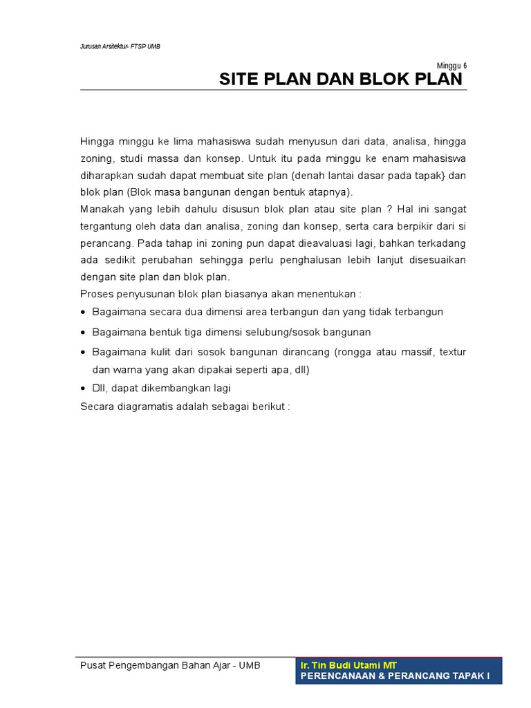 Minggu 6 Site Plan Dan Blok Plan | PDF