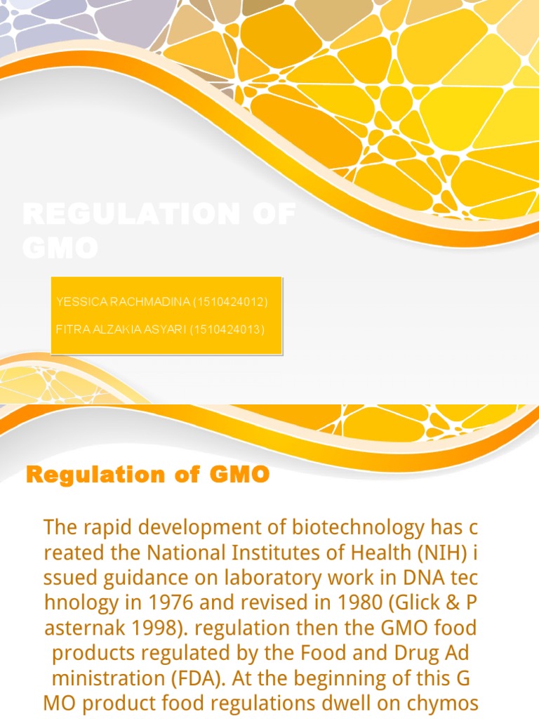Regulation of GMO: YESSICA RACHMADINA (1510424012) FITRA ALZAKIA ASYARI ...
