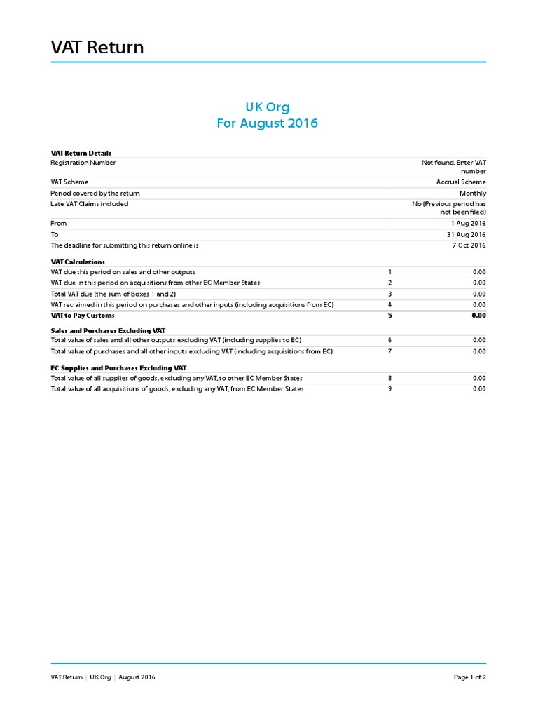 UK Org - VAT Return | PDF