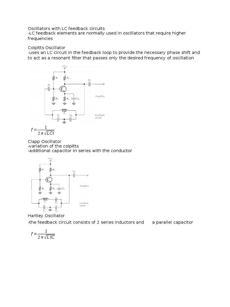 LC and Crystal Oscillator Types | PDF
