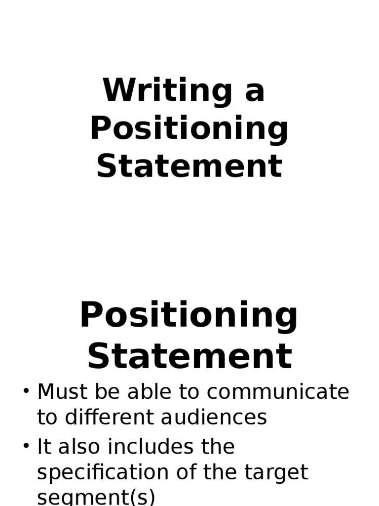 Crafting Effective Positioning Statements | PDF