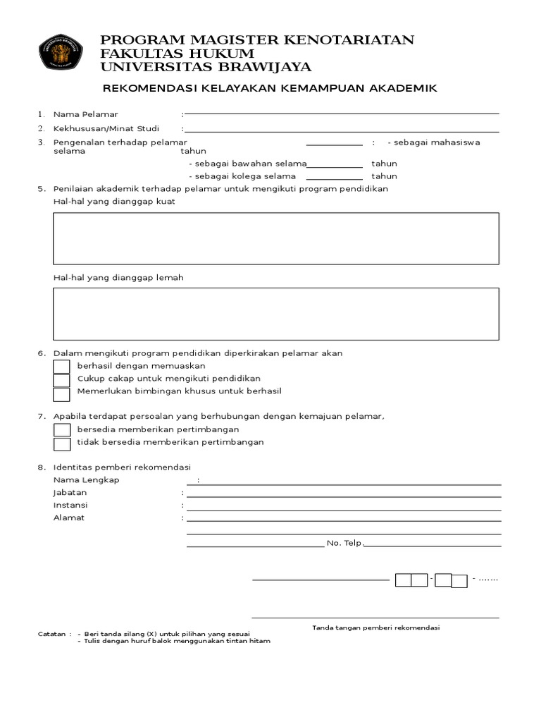 Form Rekomendasi S2 MKN | PDF