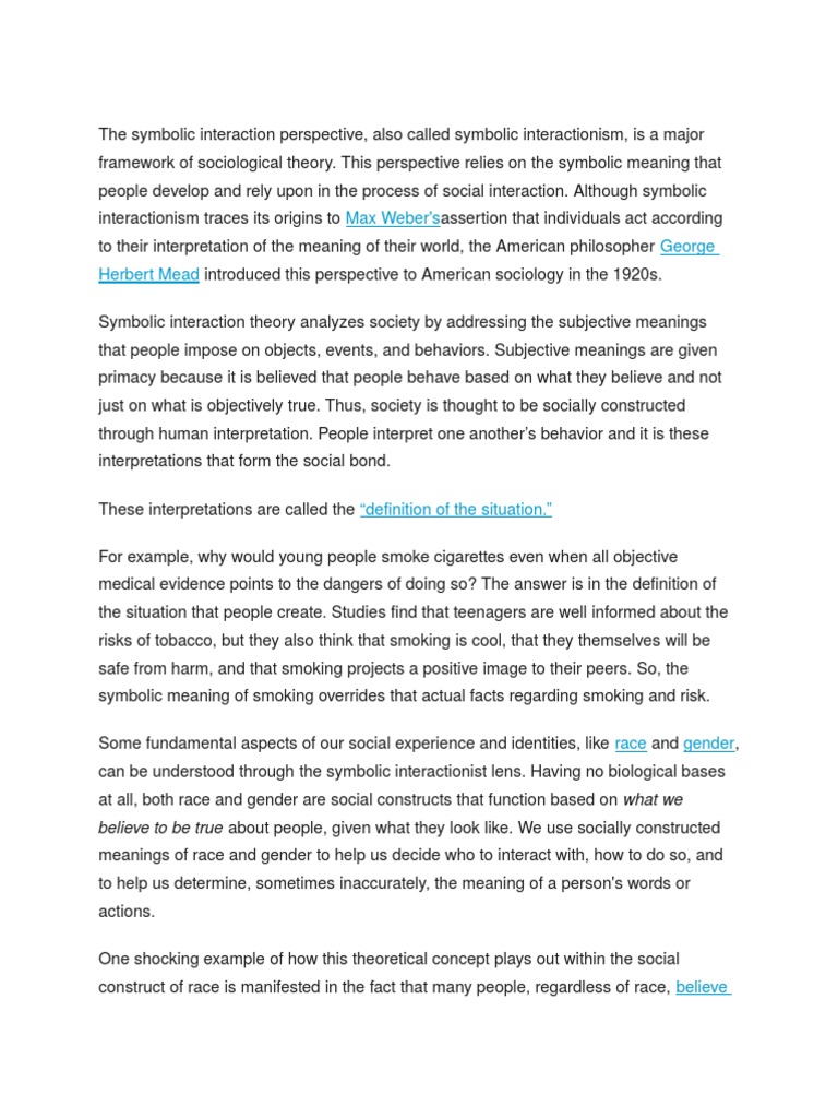 Understanding Symbolic Interactionism | PDF | Philosophical Theories ...