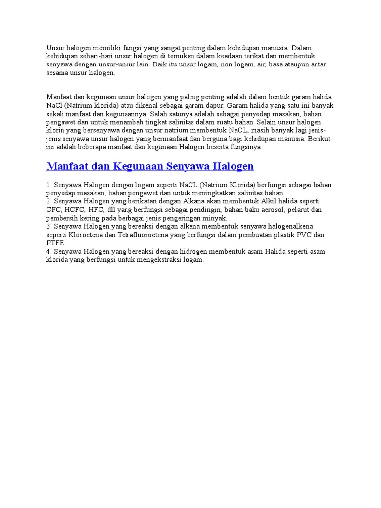 Manfaat Halogen | PDF