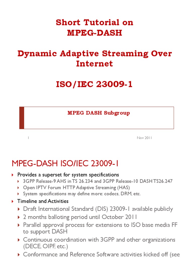 Mpeg Dash Tutorial | PDF | International Organization For Standardization | Digital Technology