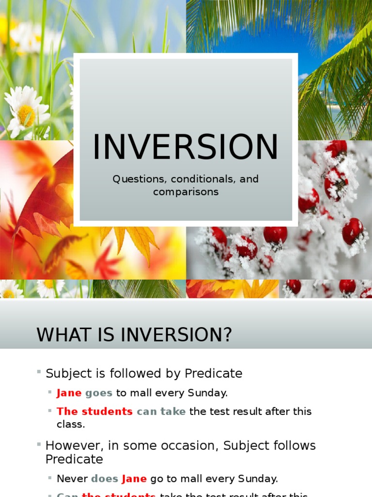 Inversion in Questions, Conditionals, Comparisons | PDF | Subject ...