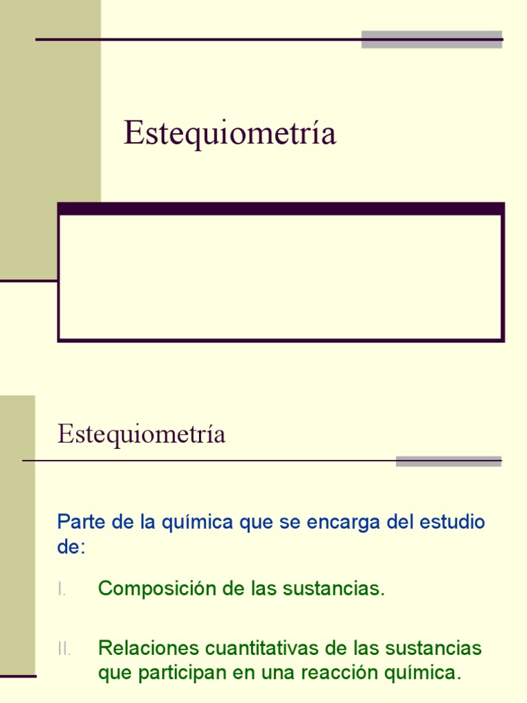 Introducción a la Estequiometría Química | PDF | Estequiometría ...