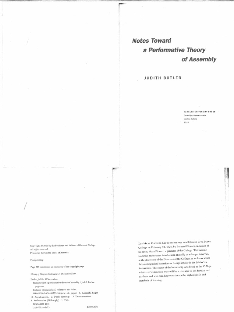 Judith Butler-Notes Toward A Performative Theory of Assembly-Harvard ...