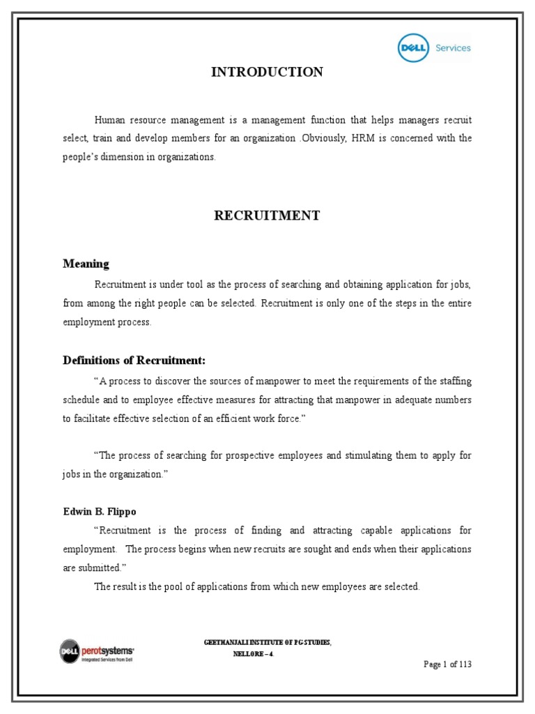 Recruitment & Selection at Dell Computers | PDF | Dell | Outsourcing