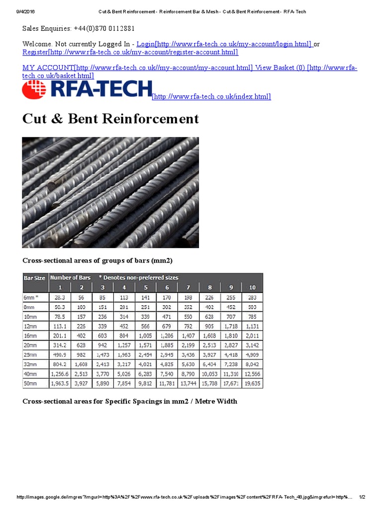 Bar Sizes and Crossectional Area Type For Design | PDF