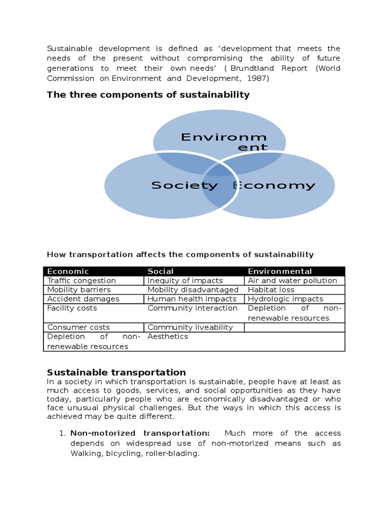 The Three Components of Sustainability: Environm Ent | PDF ...