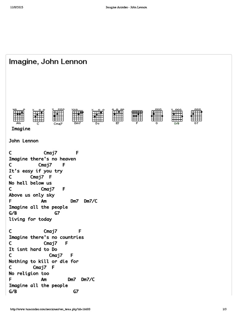 Imagine Acordes - John Lennon | PDF | Indústria da música | Família Lennon