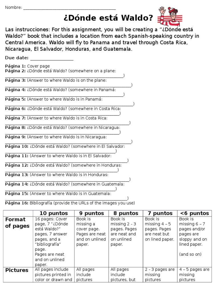 Spanish 1 El Dia Escolar Donde Esta Waldo | PDF | Linguistic Typology ...