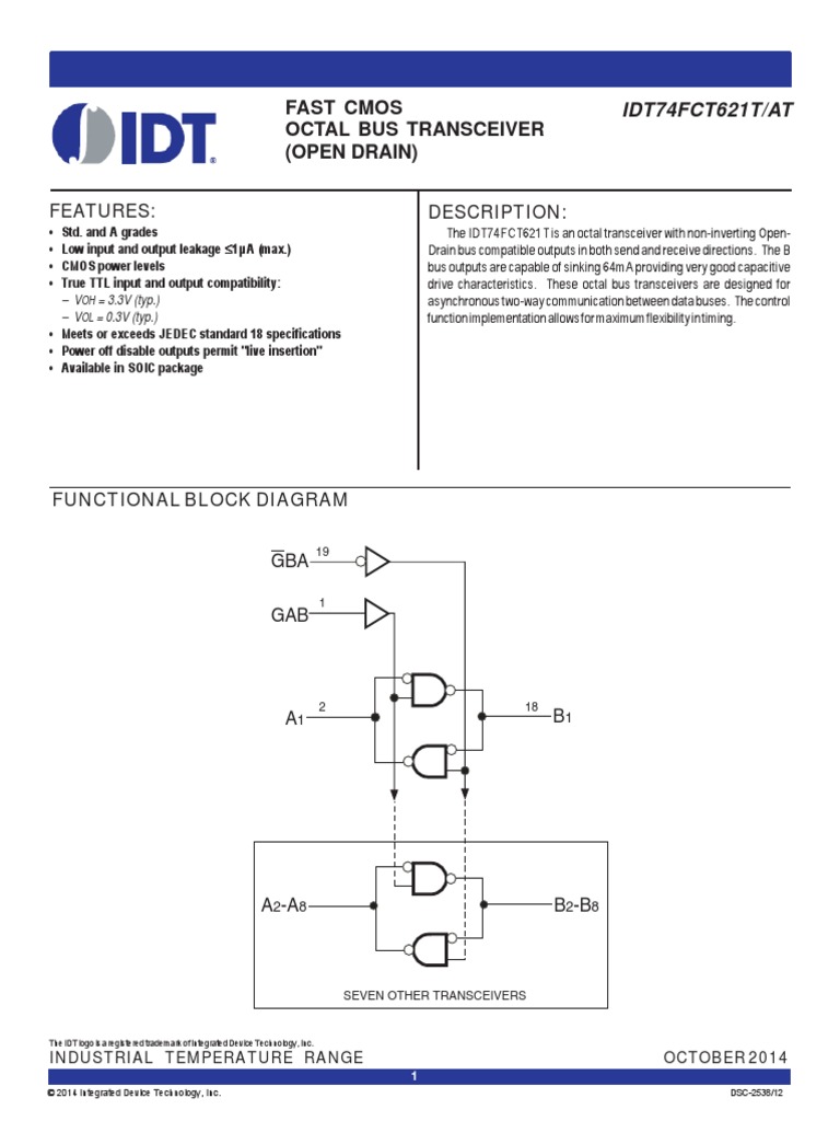 Fast Cmos Octal Bus Transceiver (Open Drain) : Features: Description ...