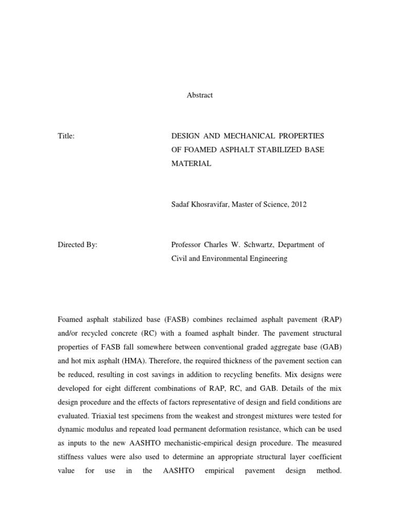 Design and Mechanical Properties of Foamed Asphalt Stabilized Base ...