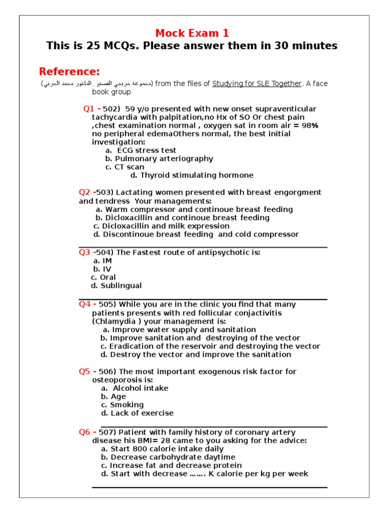 Mock Exam 1- 25 MCQs.doc | Breast Cancer | Breastfeeding
