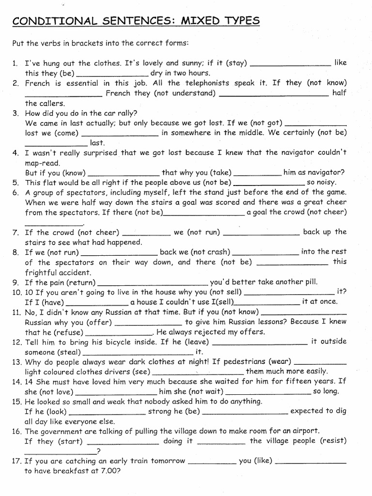 Conditionals Mixed Types Exerc KEY | PDF