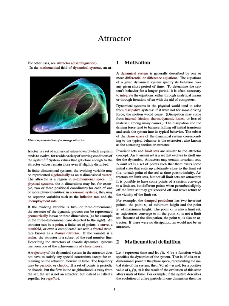 Attractor: 1 Motivation | PDF | Attractor | Applied Mathematics