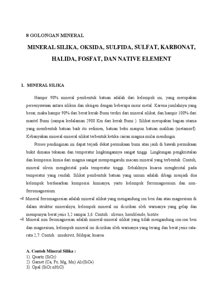 8 Golongan Mineral Pdf
