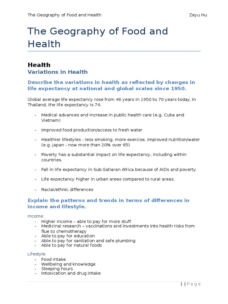 Options - The Geography of Food and Health | PDF | Agriculture | Famine