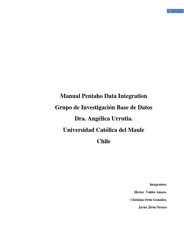 Manual Pentaho Data Integration | PDF | Tabla (base de datos) | SQL