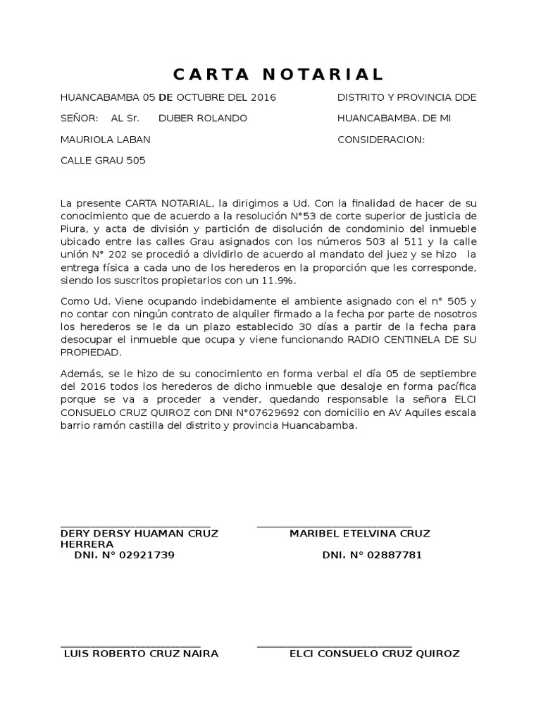 Carta Notarial | PDF