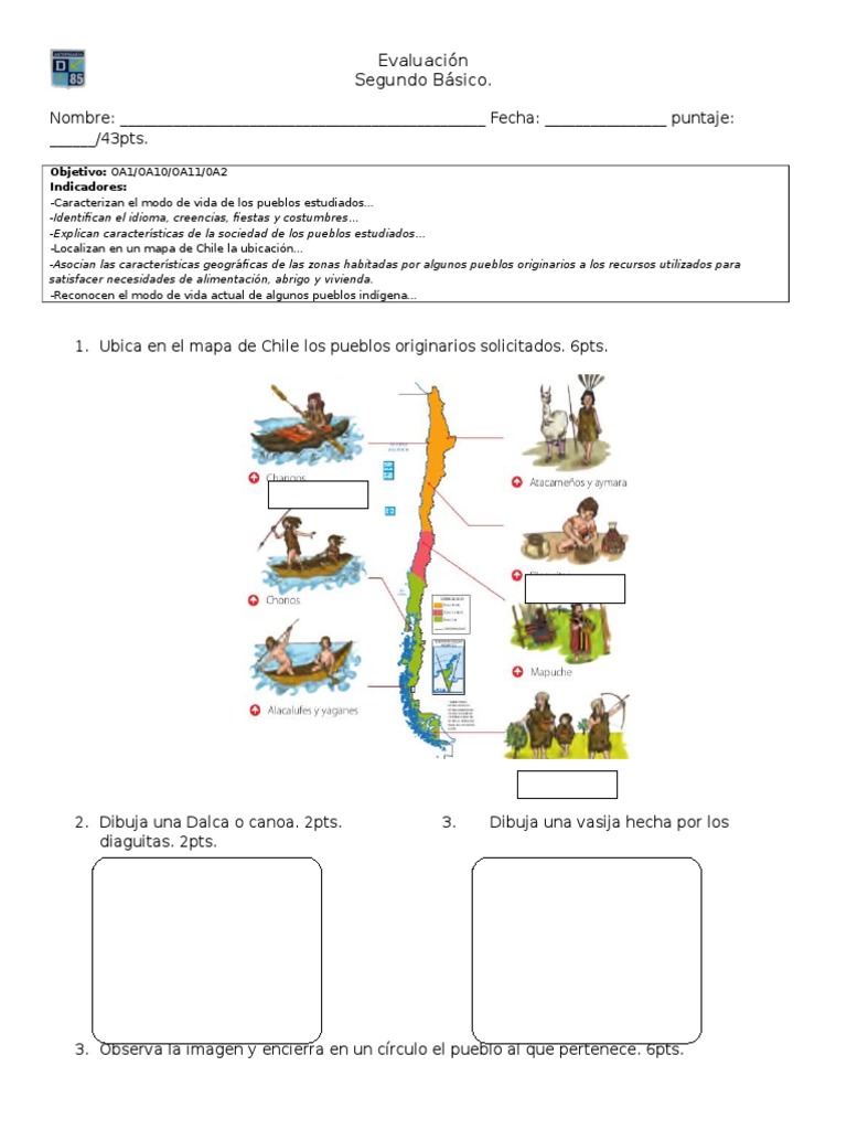 Prueba Historia Pueblos Originrios | PDF | Pueblos Indígenas de las ...