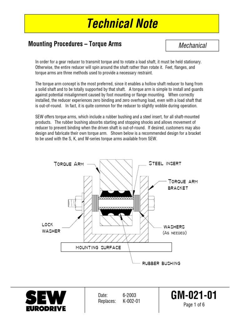 Eurodrive Torque Arm Technical Notes | PDF | Nut (Hardware) | Screw