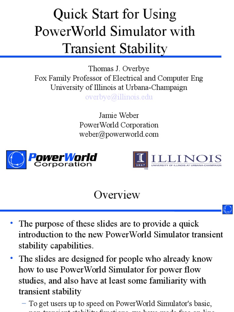 Quick Start For Using Powerworld Simulator With Transient Stability ...